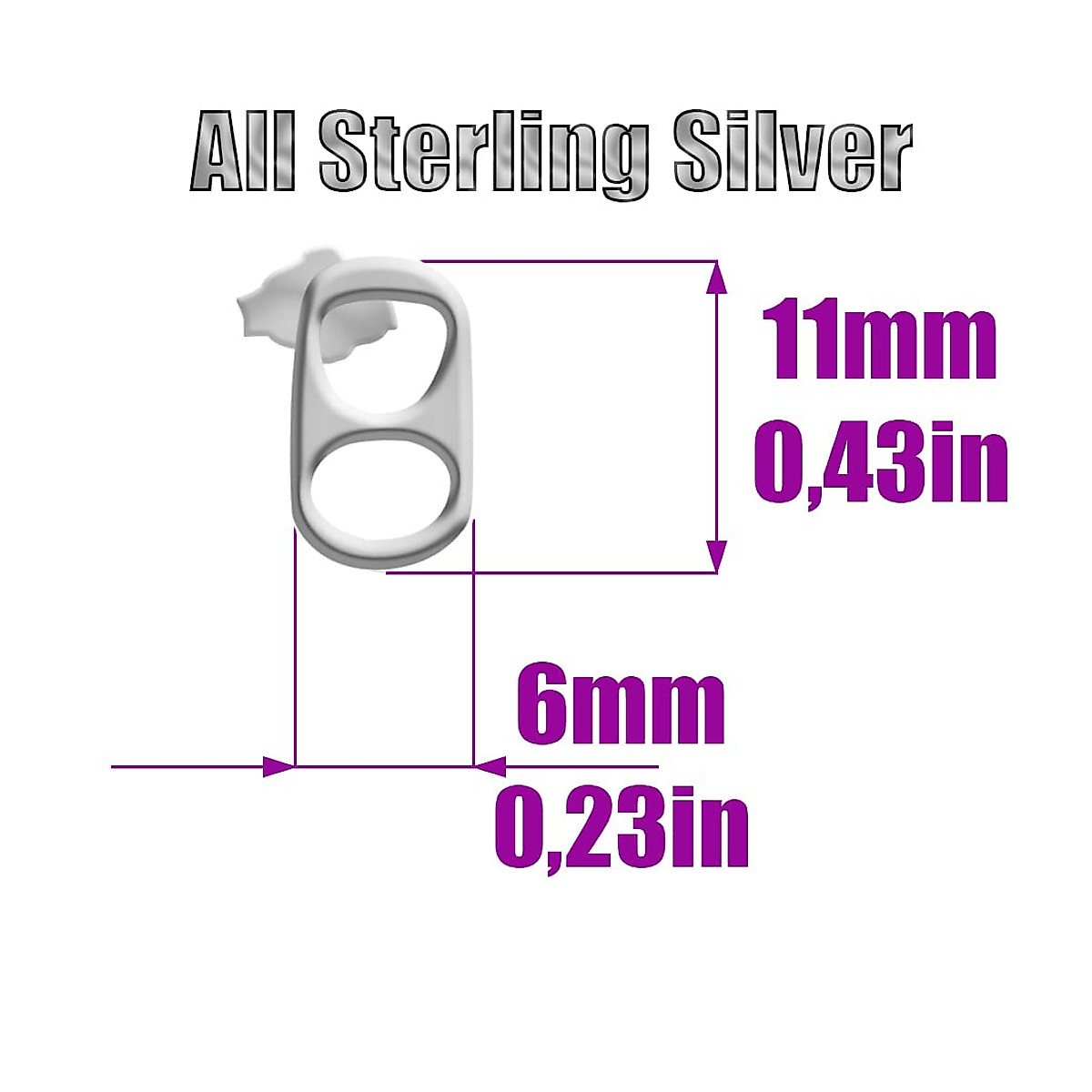 Fun Earrings for Women -Sterling Silver Solid-Unique Earrings for Women-Soda Can Tab Earrings- Sahma