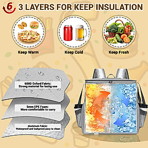 Food Delivery Backpack,Expandable Insulated Hot Pizza Bags for Delivery with 3 Support Boards for Bike,Large Leakproof Food Delivery Bag with Reflective Strip For Uber Eat,Grubhub,Doordash,Catering