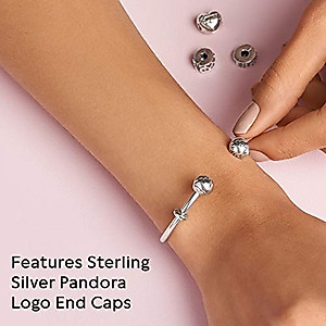 Pandora Moments Sterling Silver Open Bangle for Women - Compatible Moments Charms - Sterling Silver Bracelet - Gift for Her - 6.9"