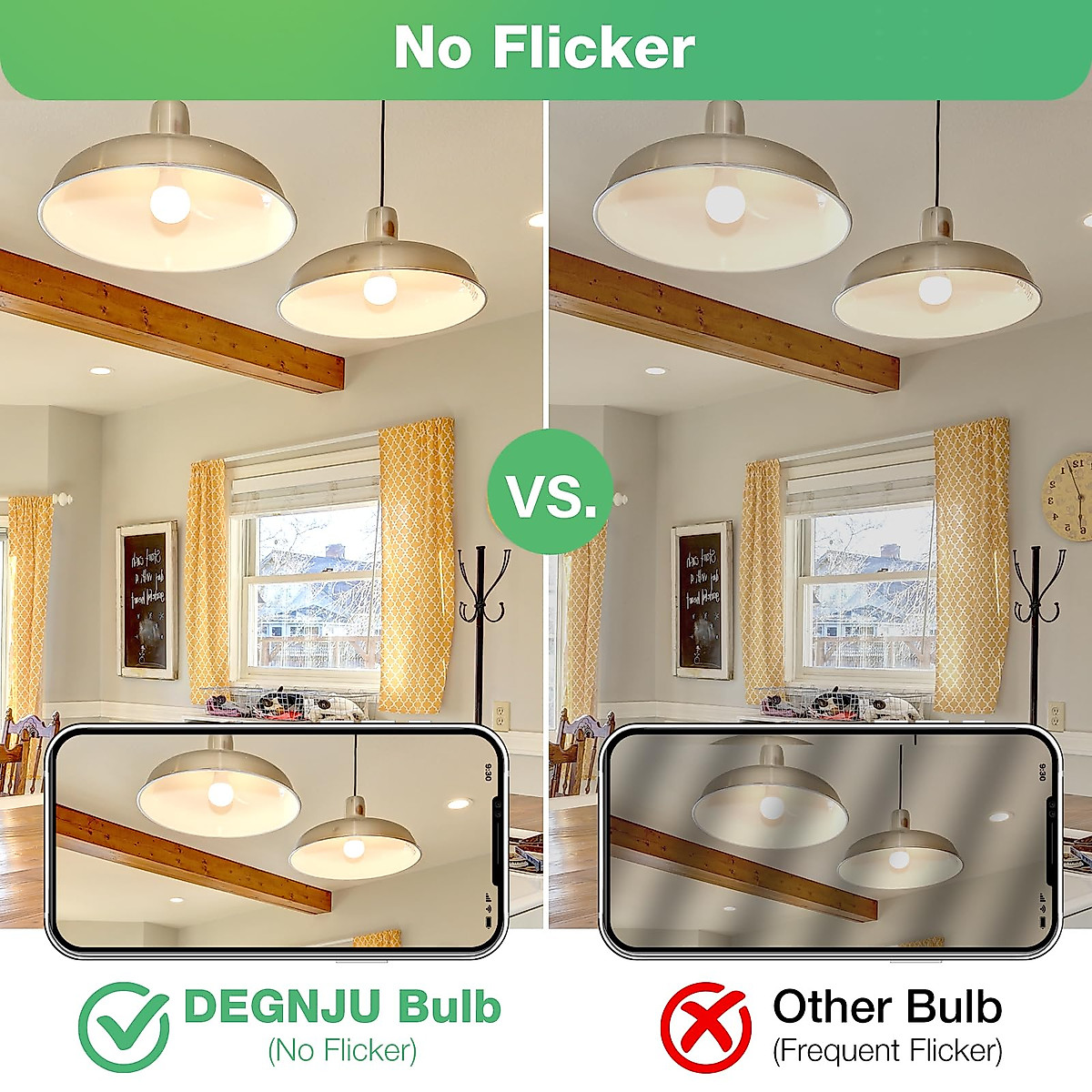 DEGNJU A19 LED Light Bulbs, 60 Watt Equivalent LED Bulbs, Soft White 2700K, 800 Lumens, E26 Standard Base, Non-Dimmable, 8.5W Warm White LED Bulbs for Bedroom Living Room, 3 Pack