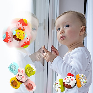 ​COVTOY Suction Cup Spinner Toy for Baby, Spinning Dimple Fidget Toy with Storage Bag, Sensory Toys for Toddlers from 1-3 Years Old Girl Boy Christmas Birthday Gifts