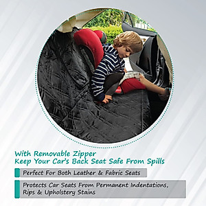 Car Back Seat Protector for Kids with Removable Zipper – Thick Padded Diamond Design Child Backseat Cover for Car Truck SUV with Non-Slip Material 100% Waterproof 600D Scratch Proof Machine Washable