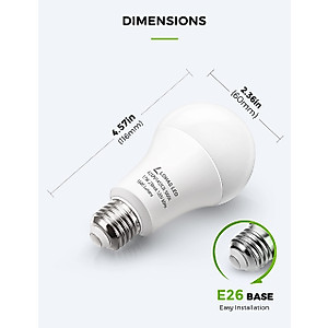 LOHAS A19 LED Light Bulbs 150W Equivalent, 17 Watt Daylight White 5000K LED Bulbs, 1600 Lumen Energy-Efficient LED Bulb(UL Listed), E26 Medium Base, Non-Dimmable, 4 Pack