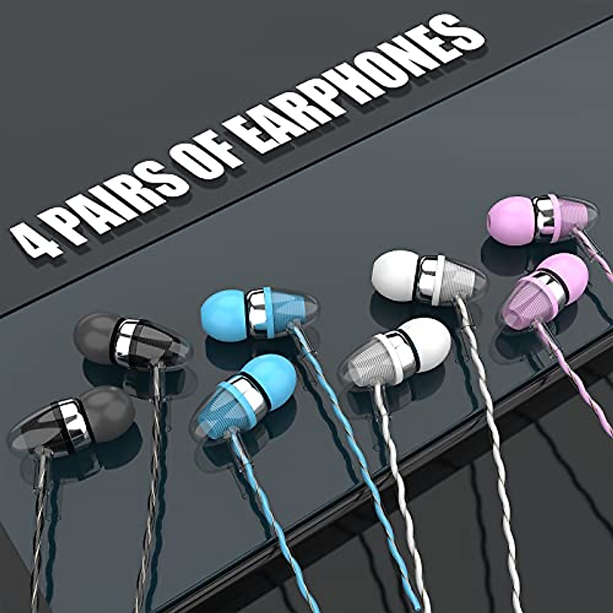 4pack Earbuds Color Headphones Heavy bass Earphone in Ear Headphones Headphones with Microphone Mobile Phone Earphone Wired Earphone 3.5mm Headphones