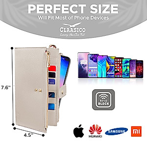 Women’s RFID Wristlet Wallet & Phone Holder | Multi Credit Card Bifold Organizer w/Zipper Pockets & Sweetly Packed in Gift Box