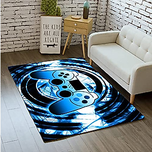 Video Game Area Rugs Gamepad Controller Printed Area Rugs Modern Teens Gamer Theme Floor Mat Home Non-Slip Carpet Doormats for Leisure/Living/Bedroom/Playing Room Home Decor