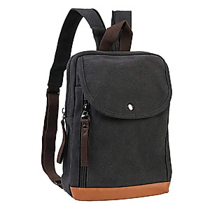 JIAO MIAO Mini Canvas Backpacks Casual Strong Small Packback Daypack ,181002-Black