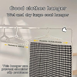 ZEYDURL Large Clothes Hangers Extra Wide Hangers Towel Clips Enlarge Adjustable Shoulder 16.9”-26.2” Drying Hanger for Wide Clothes, Shirts, Bath Towels 4 Pack(White)