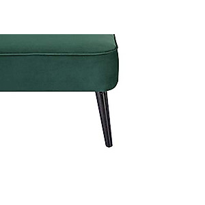 A&D Home 52.3” Manhattan Mid-Century Modern Velvet Armless Loveseat Sofa Chair with Wood Legs, Green