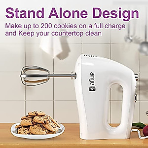 Mini Angel Hand Mixer, 400W Portable Kitchen Handheld Mixer with Eject Button, 5 Speed & 5 Stainless Steel Accessories, Egg Beaters and Whisk for Easy Whipping Cake, Cream, Batters, Cookies