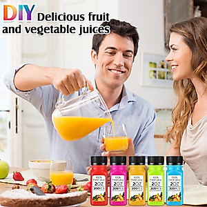 Sliner 200 Pcs 2oz Small Plastic Juice Bottles Ginger Juice Bottle with Lids Liquid Vial Reusable Clear Beverage Container with Lid, Freezer Safe, Leak Proof for Juice, Water, Milk(Black Lid)