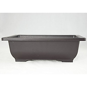 Calibonsai 4 Sets Rectangular Plastic Bonsai Training Pot, Cactus & Succulent Planter + Tray 10''x 7.5''x 3'' - Dark Brown