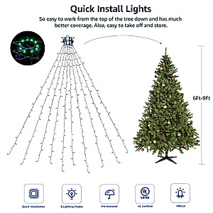 Christmas Tree Lights Christmas Lights Outdoor Indoor 400Led 9.84Ft 10 Lines Christmas Lights with 8 Modes and Timer, Fairy Tree Lights for Wedding Home Party 6Ft - 9Ft Xmas Tree Decor(Multicolor)