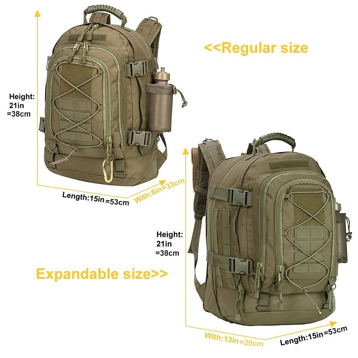 Jungle Leopard 60L Backpack for Men Large Military Backpack Tactical Travel Backpack for Work Camping Hunting Hiking (Color : BP-ZY74-BK)