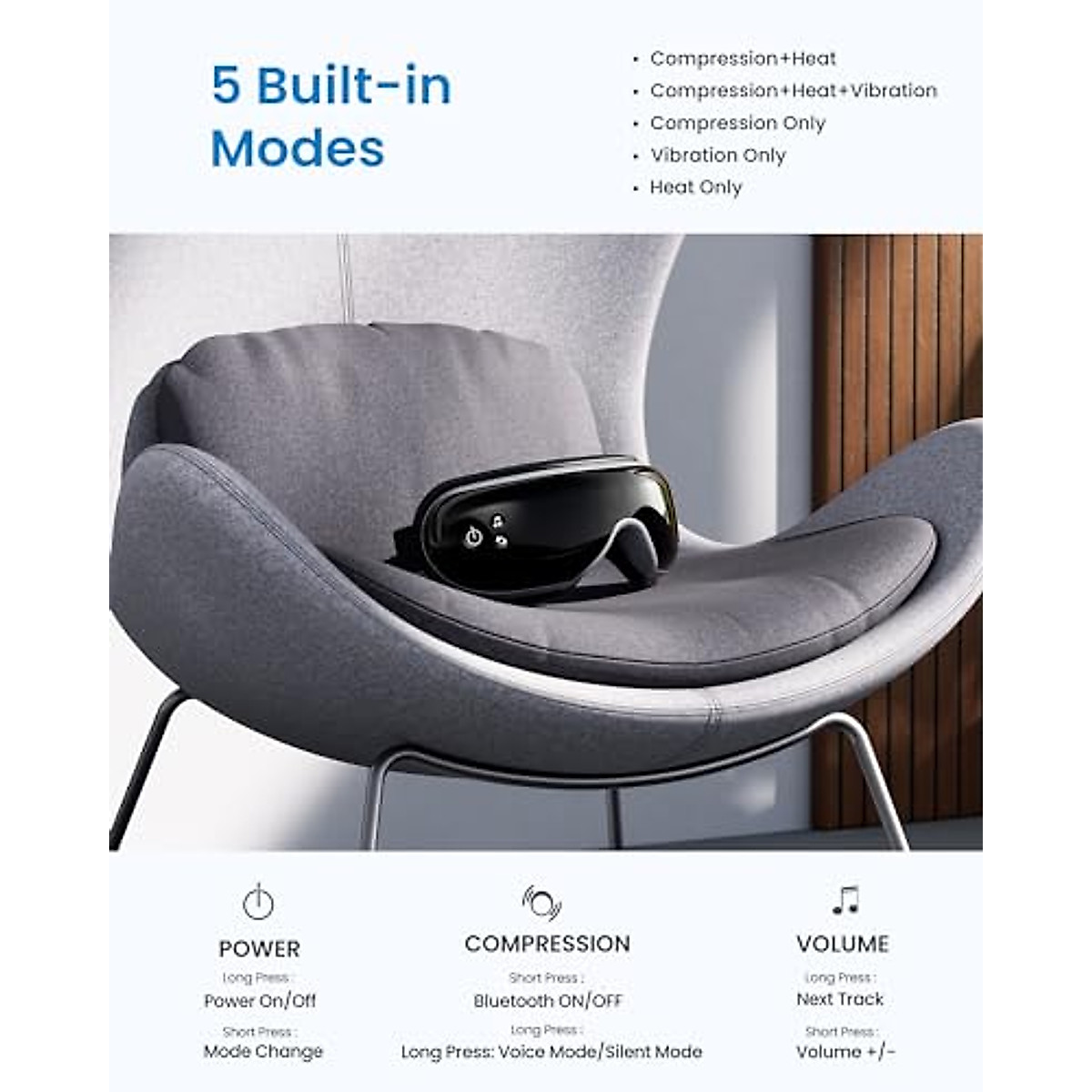 RENPHO Eyeris 1 FSA/HSA Eligible Eye Massager with Heat, Face Massager for Migraine Relief, Eye Care Mask Massager, Relax Reduce Eye Strain Dry Eye Improve Sleep, Birthday Gifts for Women/Men