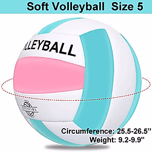 EVZOM Super Soft Volleyball Beach Volleyball Official Size 5 for Outdoor/Indoor/Pool/Gym/Training Premium Volleyball Equipment Durability Stability Sports Ball