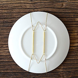 TIHOOD 10PCS 8” Invisible Wall Plate Hanger/Tray Display Hanger Brass Coated Holds 7.5" to 8.8" Plates