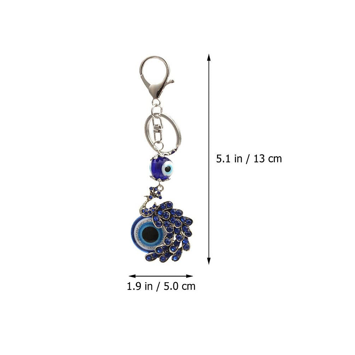Luxshiny Wall Hanging Decor Lucky Jewelry Blue Evil Eye Ornament Peacocks Keychain Evil Eye Key Hanging Pendant Bag Car Key Hanging Decoration Protection Amulet Hamsa Hand Keychain Men Keychain