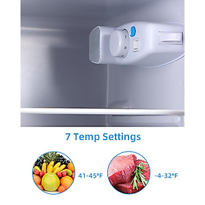 Geekman 3.5 Cu.Ft Mini Fridge with Freezer, Double Door Mini Fridger with 7 Level Adjustable Thermostat, Mini Refrigerator with interior LED light, Perfect for Dorm, Office, Bedroom＆RV, Silver