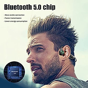 ESSONIO Bone Conduction Headphones Open Ear hradphones Bluetooth IPX7 Waterproof Headphones for Sport Open Ear with 32G Memory Running Headphones Black