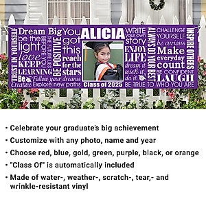 Let's Make Memories Personalized Graduation Photo Banner - Blue - Class of 2023 Banner - Dream Big Banner- Customize with Name, Year, Photo - 6ft