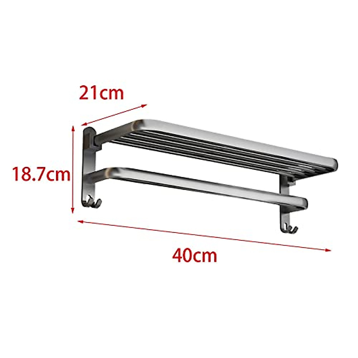 Bathroom Towel Rack Towel Shelf Bathrobe with Hooks Storage Towel Holder Hanger for Kitchen, Lavatory, Laundry Room, Hotel, 15.75x8.27x7.36inch