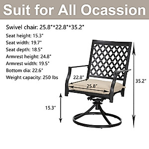 PatioFestival Swivel Patio Chairs Dining Chair Metal Frame Bistro Set Outdoor Furniture for Garden Backyard Club 2 Piece