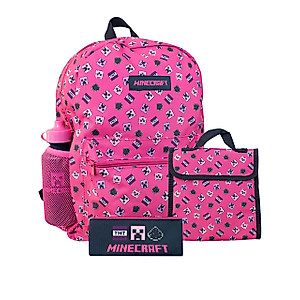 Minecraft Kids Backpack Pink 4 Piece Set