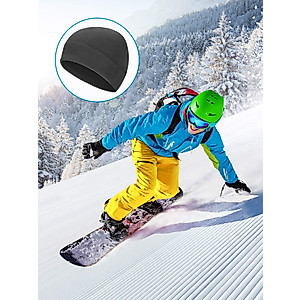 3 Pieces Winter Warm Skull Cap Soft Polar Fleece Beanie Hat Thick Windproof Watch Cap Skiing Outdoor Cap for Men Women (Royal Blue, Black, Gray, Plus Size)