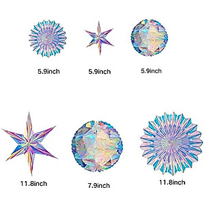 BTSD-home Iridescent Party Decorations with Hanging Honeycomb Ball Decorative Paper Fan Snowflake Garlands Birthday Wedding Christmas Disco Party Supplies