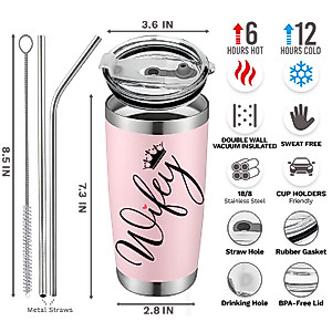 ZAGKOO Mothers Day Gifts for Wife from Husband - Wife Mothers Day Gifts, Wife Birthday Gift Ideas, Anniversary Wedding Romantic I Love You Presents for Wifey, Fiance, Her - To My Wife Pink Tumbler Cup