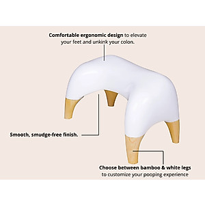 TUSHY Ottoman: A Premium Toilet Stool for The Bathroom, Modern Sleek Design | Squatting Position Helps Improves Bowel Health & Relieves Constipation (Relaxed 7.5" White/Bamboo)