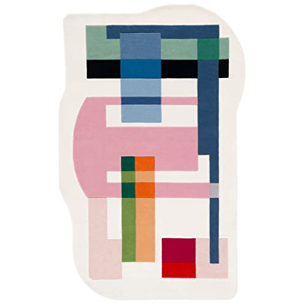 SAFAVIEH Fifth Avenue Collection Area Rug - 8' x 10', Ivory & Pink, Handmade Mid-Century Modern Abstract Wool, Ideal for High Traffic Areas in Living Room, Bedroom (FTV147A)