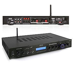 Pyle - 5 Channel Rack Mount Bluetooth Receiver, Home Theater Amp, Speaker Amplifier, Bluetooth Wireless Streaming, MP3/USB/SD/AUX/FM Radio, 200 Watt, w/Digital ID3 LCD Display from - PDA7BU.5