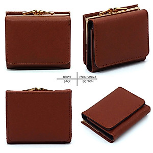 MIZUBA Women's Small Kiss Lock Wallet Compact Trifold Purse Wallet Ladies Tri Fold Wallet (S-LEOPARD)