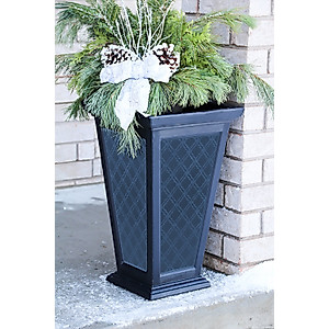 FCMP Outdoor Casablanca Self-Watering Planter (2-Pack) – Set of 2 Large Planters for Porch, Patio, Outdoor/Indoor (MOD-CP3000-BLK-2) Black (24-inch Tall)