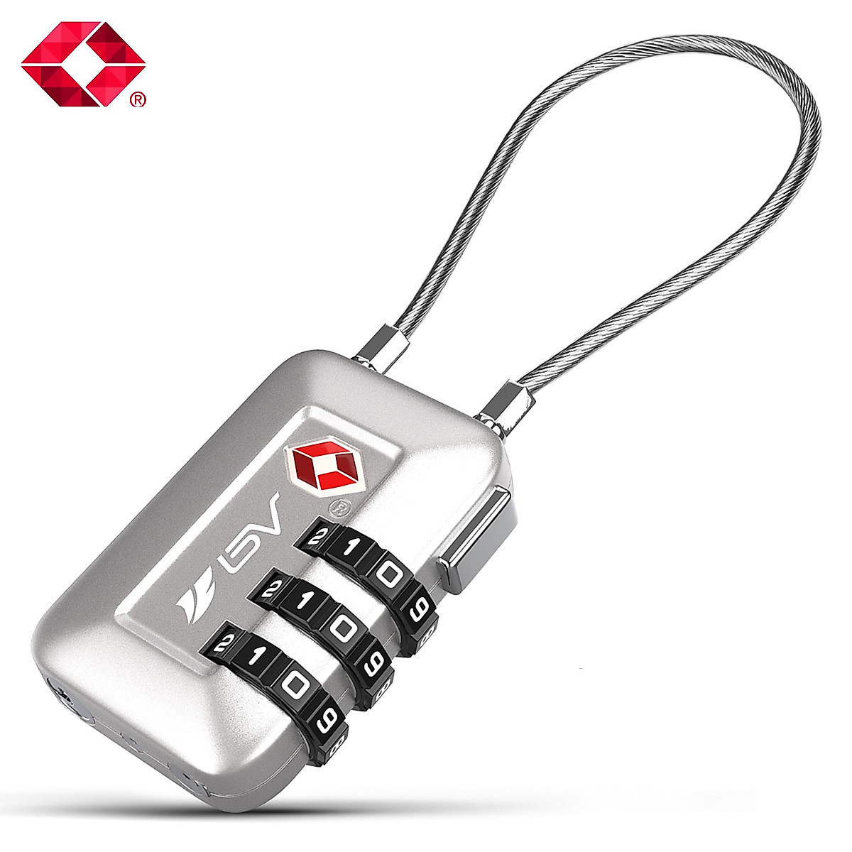 TSA Accepted Luggage Travel Lock, Set-Your-Own Combination Lock for School Gym Locker, Luggage Suitcase Baggage Locks, Filing Cabinets, Toolbox, Case (Silver, 1 Pack)