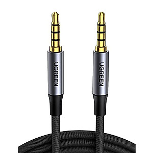 UGREEN 3.5mm Audio Cable Braided 4-Pole Hi-Fi Stereo TRRS Jack Shielded Male to Male AUX Cord Compatible with iPad, Samsung Phones, Tablets, Car Home Stereos, Headphones, Speaker, 6FT