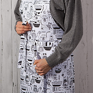 Now Designs unisex adult Cat Now Designs 2500134aa Basic Cotton Kitchen Chef s Apron Purr Party Print, Purr Party, W28 x L32 inch US