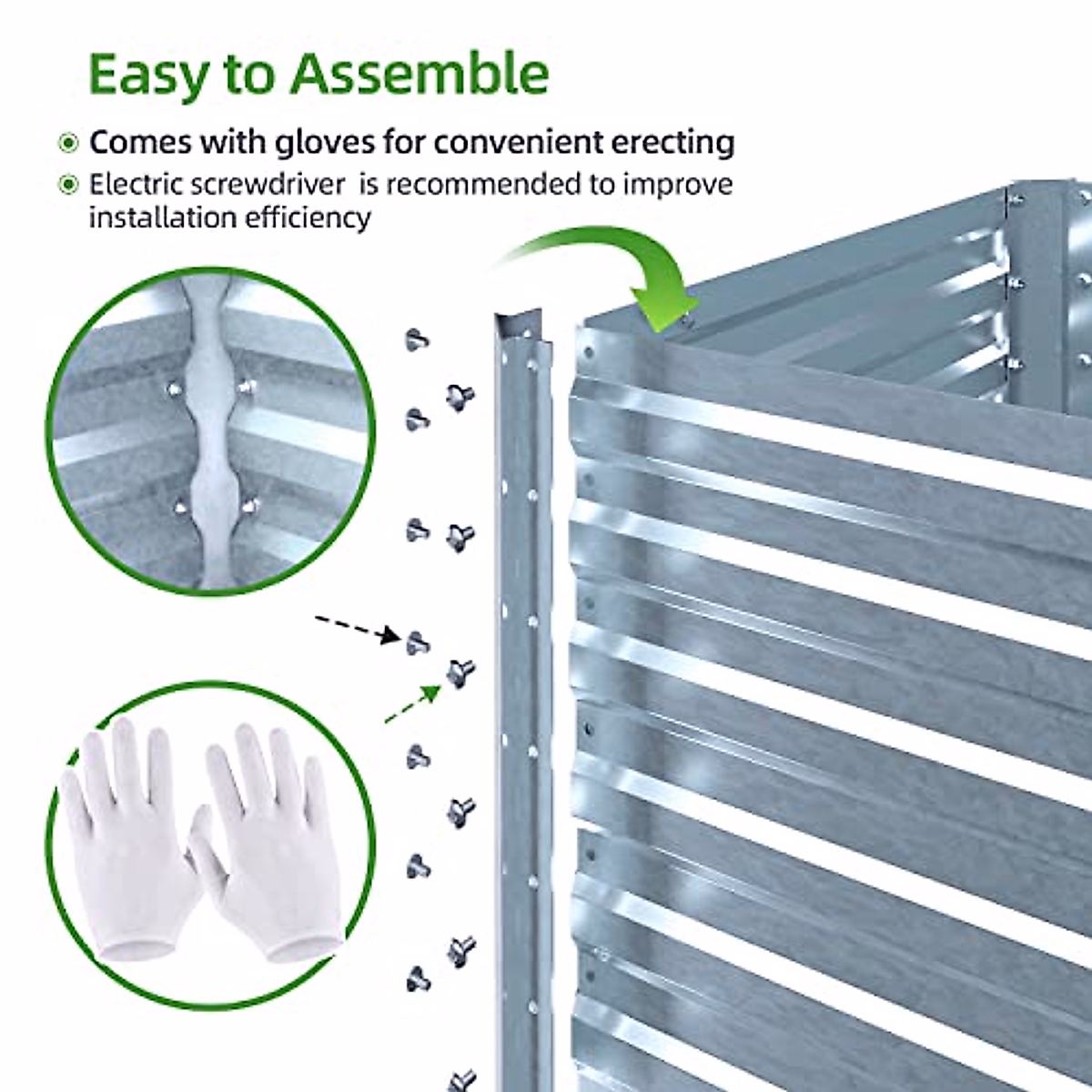 Ohuhu Metal Raised Garden Beds for Vegetables, 6x3x1.9 FT Heightened Extra-Large Reinforced Galvanized Steel Raised Boxes, Heavy Duty Outdoor Planter Box for Seedling Growing Flowers Herbs Succulent