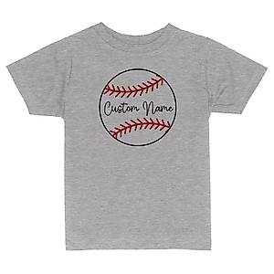 Baseball Custom Name Personalized Toddler Kids T-Shirt 5T Heather Grey