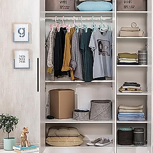 30 Pack Pants Hangers with Clips - POZEAN Plastic Hangers Stackable Skirt Hangers, Clothes Hangers with 360°Rotating & Adjustable Clips, Pants Hangers Space Saving for Pants, Skirts, Shorts (White)