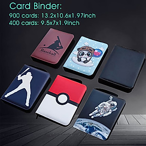 Baseball Card Binder Trading Card Albums: Fits 400 Cards with 50 Removable Sleeves Sports Games Card Protector Holder Blue