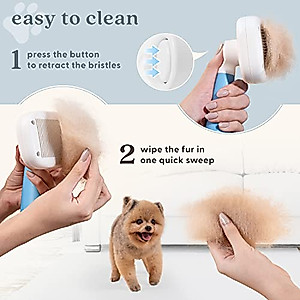 Pet Slicker Brush - Dog & Cat Brush for Shedding & Grooming - Self-Cleaning Undercoat Dematting & Detangling Brushes for Long & Short Haired Pets (Cotton Blue)