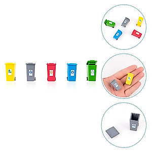Yardwe 5pcs Garbage Cans Trash Can 1: 100 Mini Curbside Vehicle Garbage Bin Recycle Can Rubbish Storage Bin Kids Learning Educational Micro