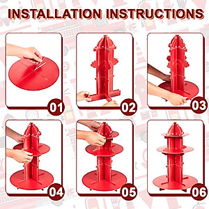 Fire Hydrant Cupcake Holder 2 Pieces 3 Tier Fire Hydrant Cupcake Stand Fire Fighter Theme Cupcake Holder Stand Fire Truck Birthday Party Supplies Fire Hydrant Party Decor for Fire Party Decorations