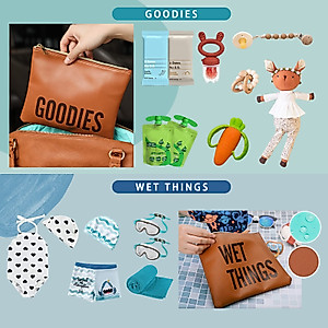 Diaper Bag Organizing Pouches Mominside, Set of 4 Leather Diaper Clutch, Large Dry Wet Bag, Baby Diaper Bag Organizer for Daily Use Shopping Travel Vacations, Baby Registry Search