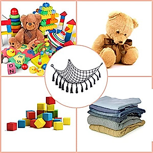 Enfudid Large Stuffed Animal Toy Hammock, 47 inch Toy Hammock Organizer for Stuffed Animal Display Corner Plush Toys Net Holder Boho Decor for Nursery Playroom Bedroom Kids Room Storage