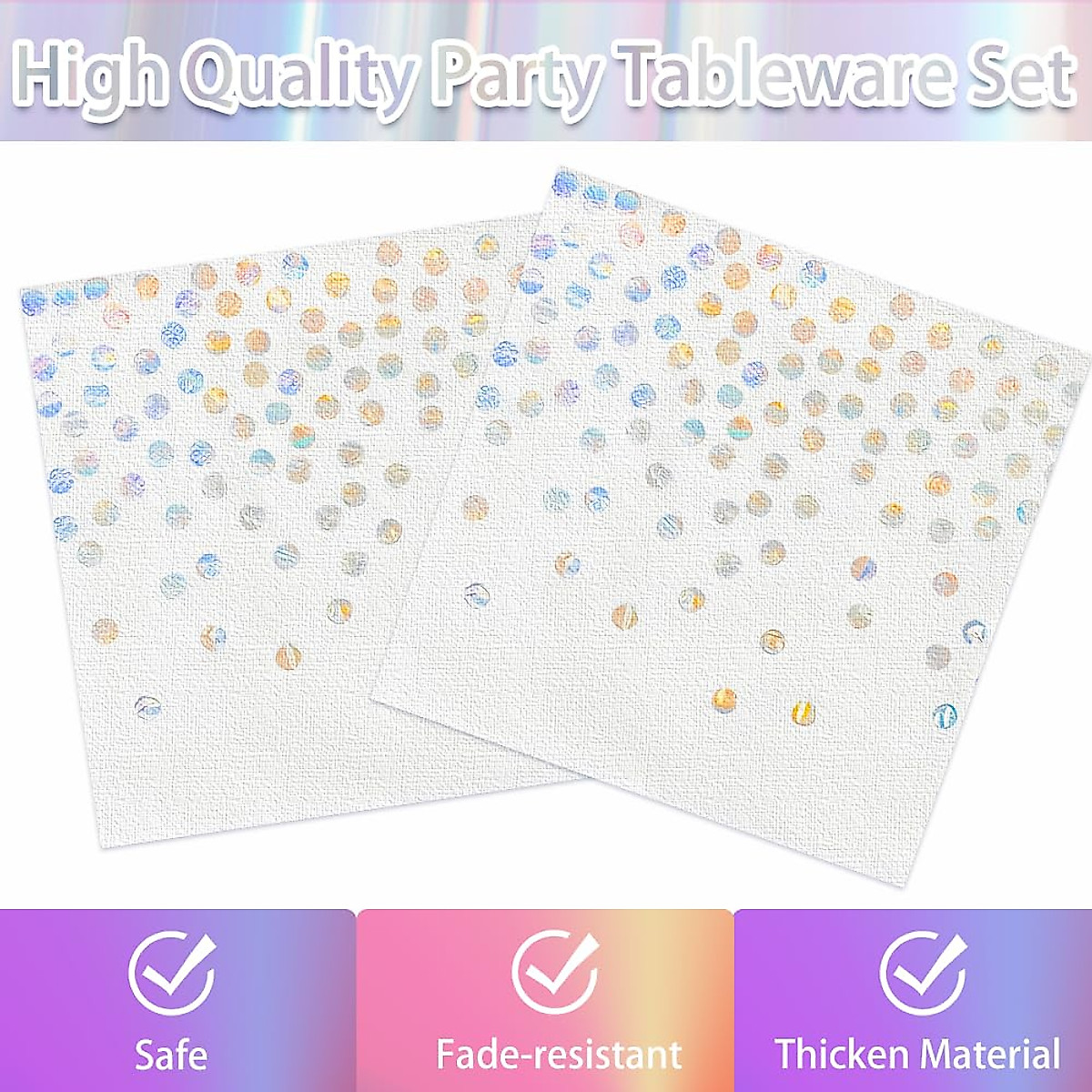 202Pcs Iridescent Party Plates Nanpkins Birthday Party Supplies Iridescent Paper Tableware Set witch Disposable Tablecloths for Mermaid Birthday Wedding Party Decorations Serve 25