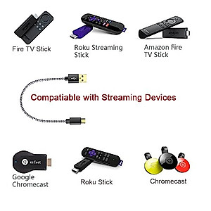 USB Cable for Fire Stick, 2 Pack Power Cable for Amazon Fire TV Stick Power up Your Fire Stick from Your TV's USB Port, Micro USB Cable for Amazon Fire Stick, Roku Stick